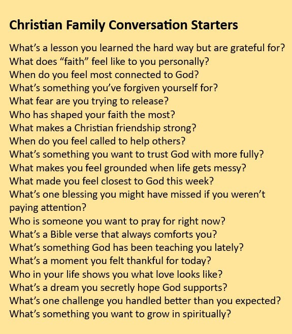 Christian Family Conversation Starters For Dinner, Devotions, and ...